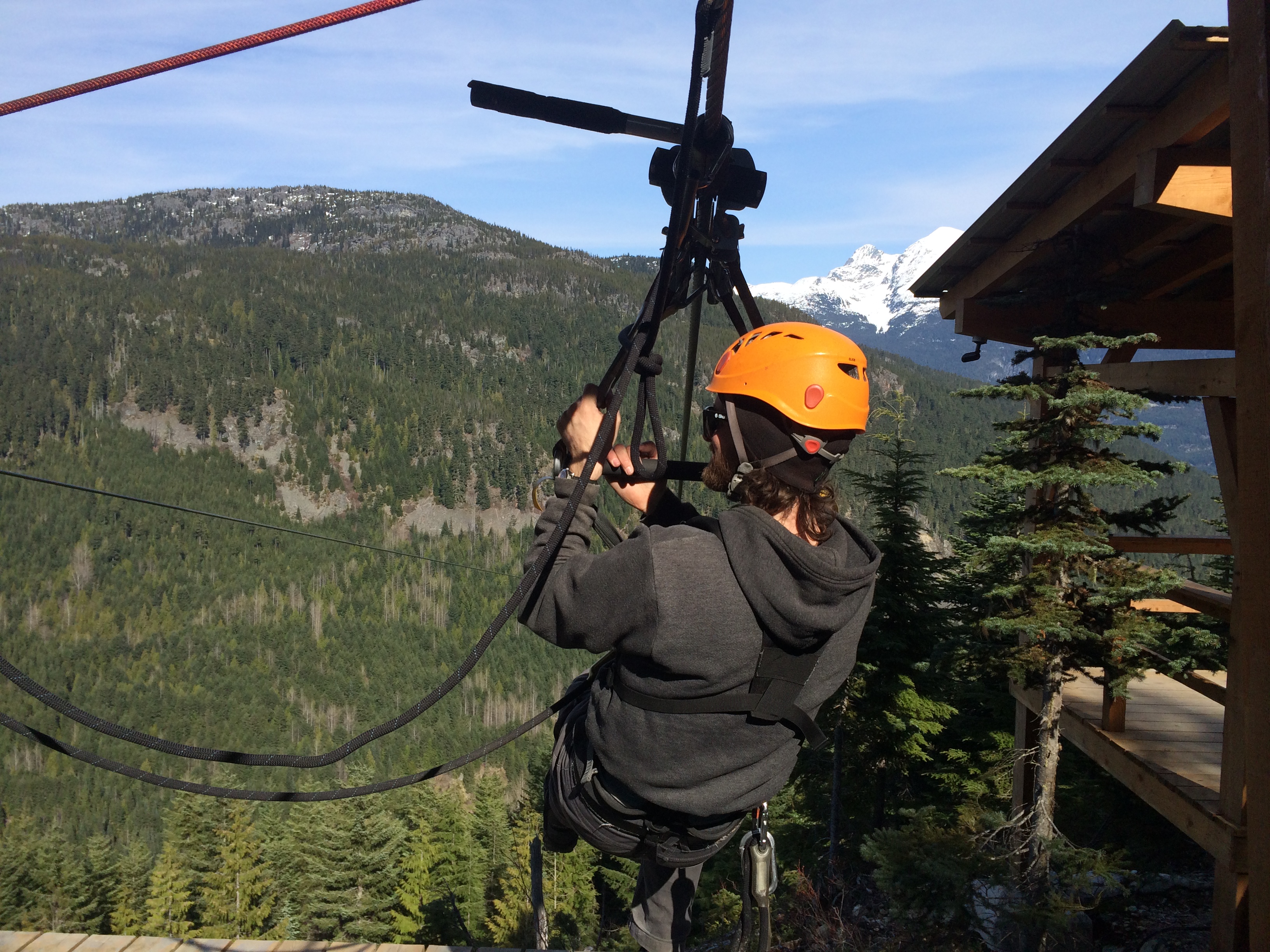 Zip-lining in Whistler, B.C.